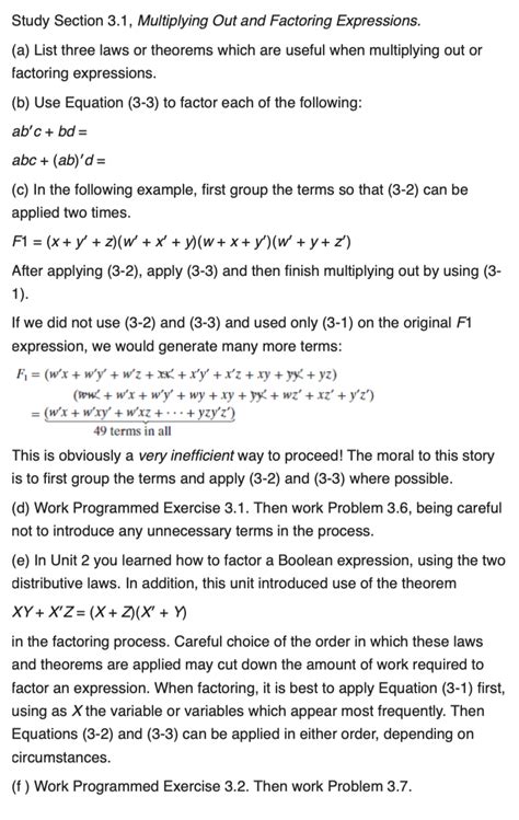 Solved Study Section Multiplying Out And Factoring Chegg Com