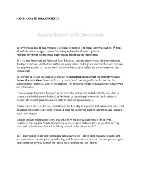 K 12 Framework Pdf