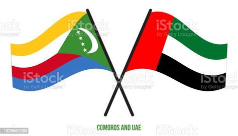 코모로와 Uae 국기는 교차하고 플랫 스타일을 흔들어 공식 비율 올바른 색상입니다 Friends Of The Earth에 대한