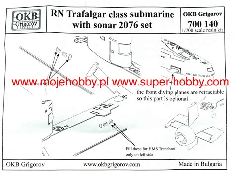 Rn Trafalgar Class Submarine With Sonar 2076 Set Okb Grigorov N700140