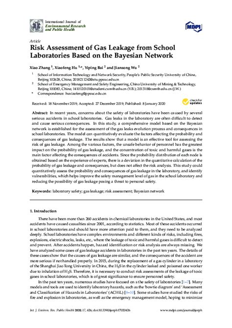 Pdf Risk Assessment Of Gas Leakage From School Laboratories Based On The Bayesian Network