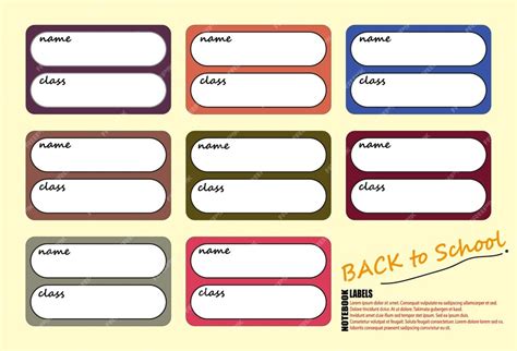 Premium Vector Notebook Labels Vector Template Design School Book