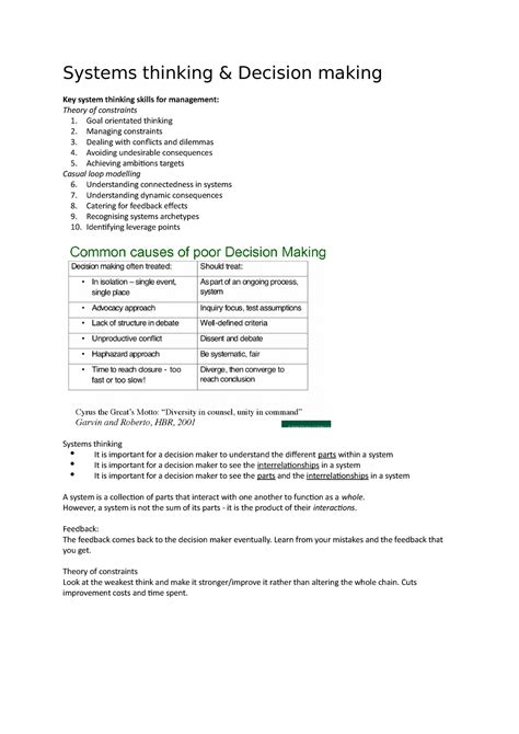 Systems Thinking And Decision Making Systems Thinking And Decision Making