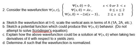 Solved 2 Consider The Wavefunction Yx T X0 0
