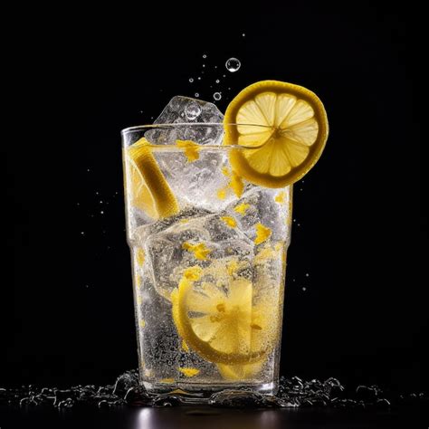 Premium Ai Image A Glass Of Ice And Lemons With Ice Cubes And A Slice
