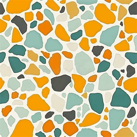 Abstract Terrazzo Pattern In Orange Blue And Gray Stock Illustration Illustration Of Minimal