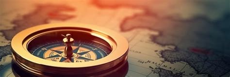 Premium Ai Image Magnetic Compass And Location Marking With A Pin On