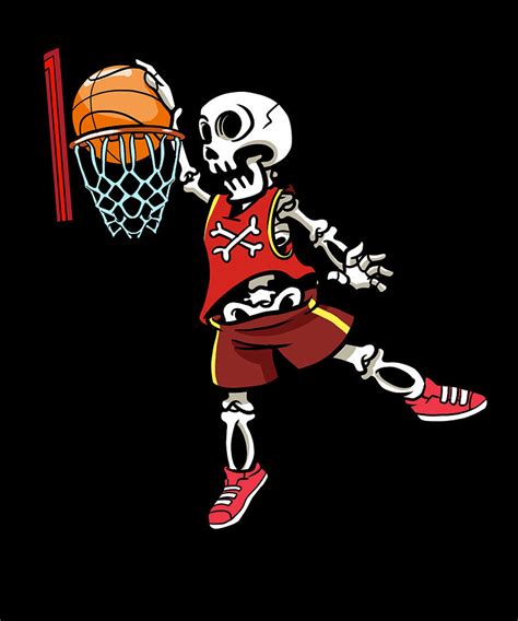 Basketball Player Skeleton Dunking Basketballer Digital Art By