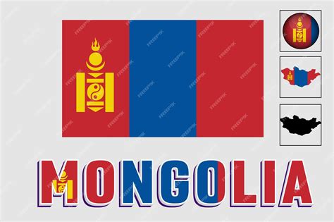 Premium Vector Mongolia Flag And Map In A Vector Graphic