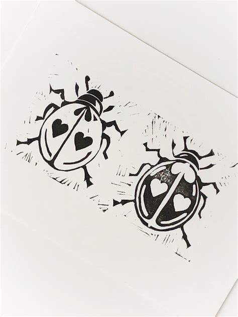 Title Lovebug Lino Print Size 21cm X 148cm An Original Lino