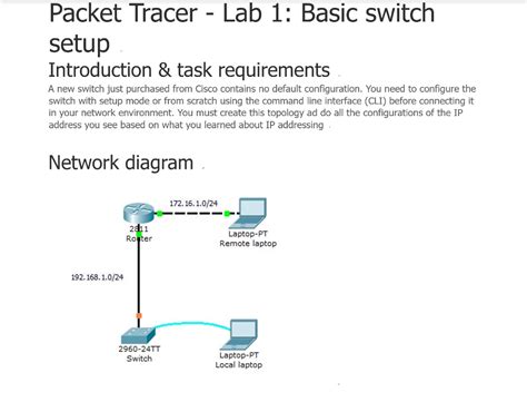 Packet Tracer Lab 1 Basic Switch Setup