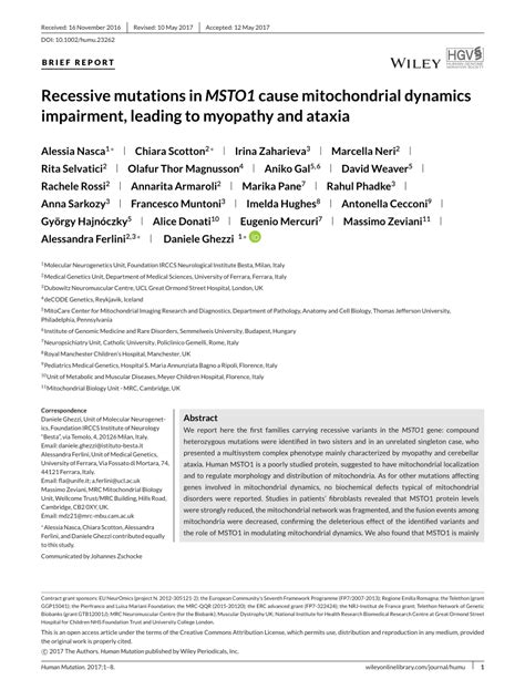 Pdf Recessive Mutations In Novel Gene Mst01 Cause Early Onset