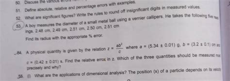 51 define absolute relative and percentage errors with examples 52 wh