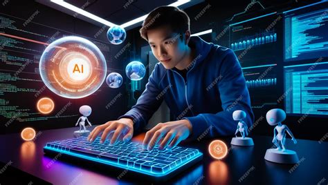 Software Developer Working On Aidriven Robotic Technologies Premium Ai Generated Image