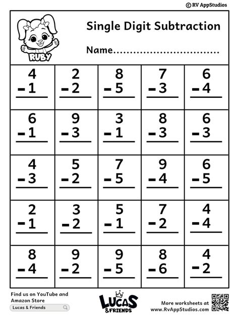 Subtraction Single Digit Worksheet Digital Worksheets Library