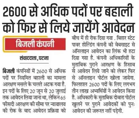 Bihar Bijli Vibhag Vacancy 2024 बिजली विभाग में 2610 पदों पर बंपर