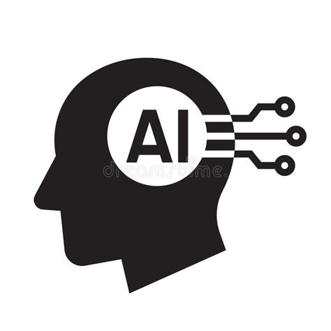 Human Head Tech Icon Ai Circuit Board Technological Brain Artificial Intelligence Stock Vector