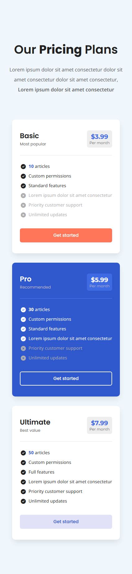 Beautiful Modern And Responsive Pricing Plans HTML CSS Template By IC