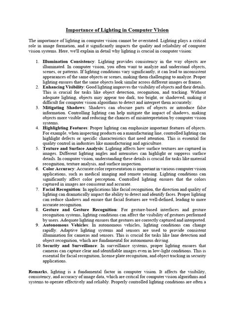 importance of lighting in computer vision pdf rendering computer