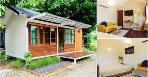 บ้านน็อคดาวน์หลังเล็กแนวมินิมอล อบอุ่นด้วยผนังไม้ 1 ห้องนอน 1 ห้องน้ำ พื้นที่ 28 ตรม งบ 3 แสนกว่า ๆ