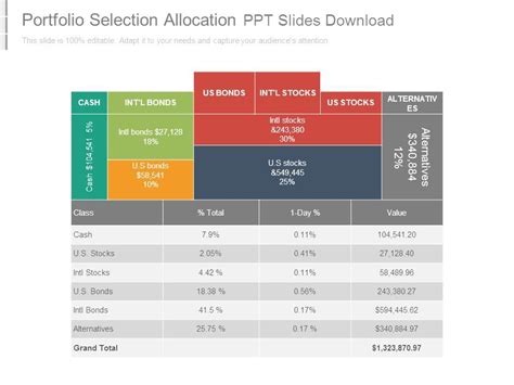 Portfolio Selection Allocation Ppt Slides Download PowerPoint Slide Template Presentation