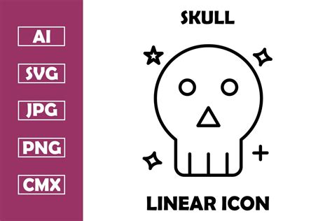 Skull Vector Line Icon Design Graphic By Manshagraphics Creative Fabrica