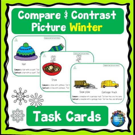 Compare And Contrast Picture Task Cards Winter Print And Digital Made