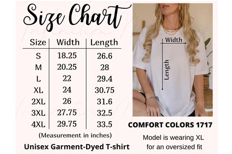 Comfort Colors 1717 Tshirt Size Chart Graphic By Infinitim · Creative