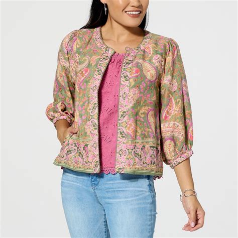 Democracy Reversible Print 34 Blouson Sleeve Jacket 22150192 Hsn