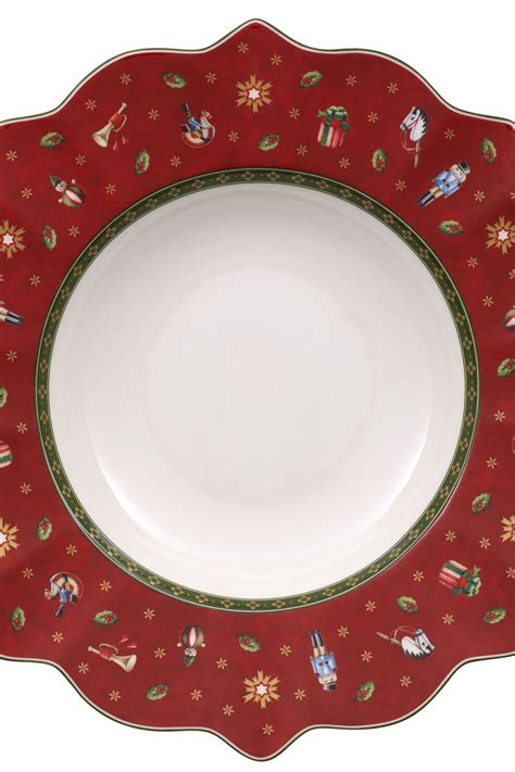 Villeroy&Boch, Порцеланова купа с коледни мотиви, Бял / Тъмночервен ...