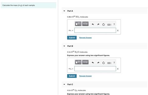 Solved Calculate The Mass In G Of Each Sample Part A Chegg Com