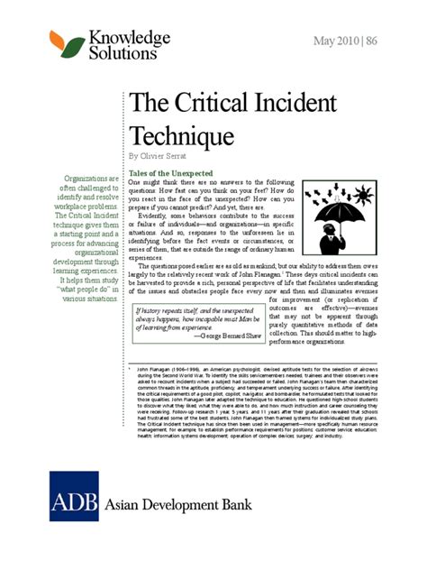The Critical Incident Technique Asian Development Bank Evaluation