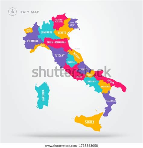Vector Illustration Map Italy Regions Italian Stock Vector Royalty Free Shutterstock