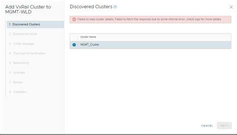 Vcf On Vxrail Failed To Load Cluster Details Failed To Fetch Response Dell Uk