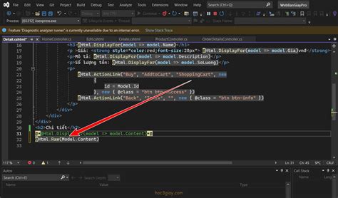 Sửa lỗi hiển thị thẻ html trên website asp net mvc Học 3 giây