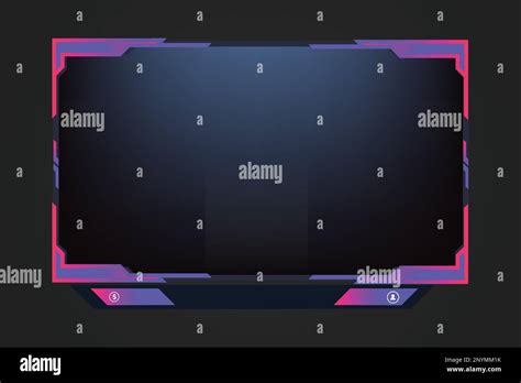 Glossy Gaming Overlay And Screen Border Decoration Elements With Blue