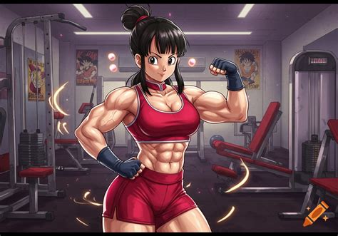 An Anime Illustration Of A Muscular Woman And A Girl Flexing Their Biceps In A Brightly Lit Gym