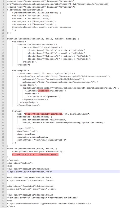 Contact Form Using Jquery Web Services And Content Editor Thomas Dalys Sharepoint Blog