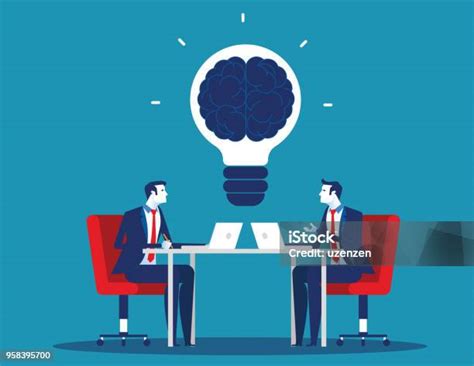 有頭腦風暴的業務團隊概念業務向量插圖平面字元卡通設計風格向量圖形及更多人圖片 人 人腦 人類內臟 Istock