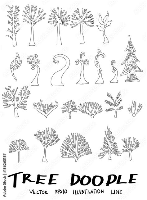 Set Of Tree Doodles Vector Eps Stock Vector Adobe Stock