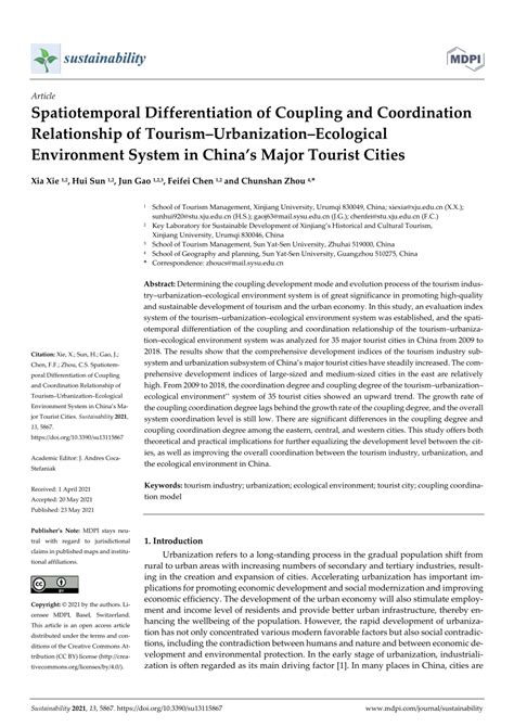 Pdf Spatiotemporal Differentiation Of Coupling And Coordination Relationship Of Tourism