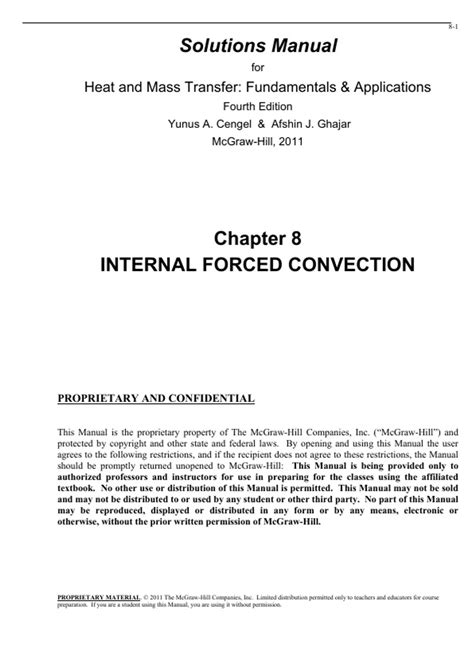 Solutions Manual For Heat And Mass Transfer Fundamentals And Applications Fourth Edition Yunus A