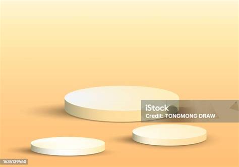 파스텔 따뜻한 노란색 배경이 있는 최소한의 3d 배경 연단 연단으로 렌더링 3d 배경 Presentation 0명에 대한 스톡 벡터 아트 및 기타 이미지 Istock