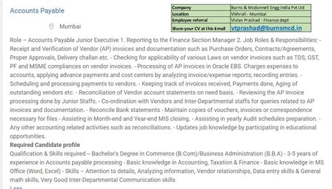 ca vivian prashad on linkedin vacancy accountspayable experience