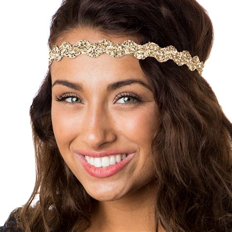 Hipsy Adjustable No Slip Bling Glitter Gold Wave Non Slip He