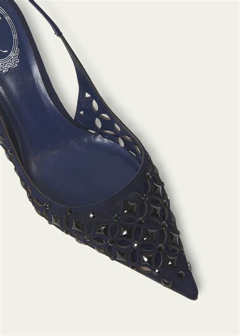 Rene Caovilla Laser Cut Suede Slingback Pumps Bergdorf Goodman