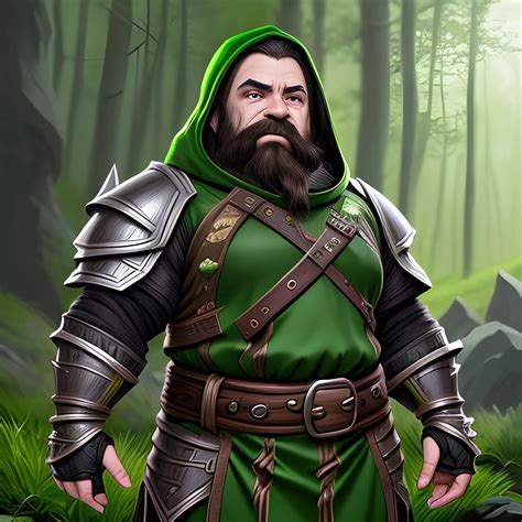 Dwarf Hunter Black Hair A Male Wearing Light Armor With Green