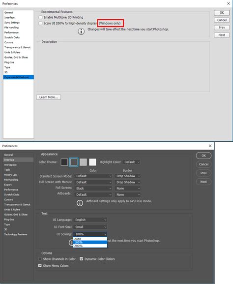 ui scaling unavailable in ps 2018 adobe support community 9420083