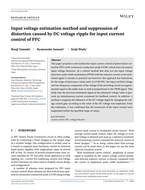 input voltage estimation method and suppression of distortion caused by