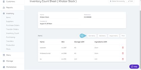 Count Sheet Foodics Help Center